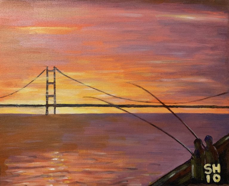Humber Bridge at Sunset original painting - Hawk Editorial Ltd